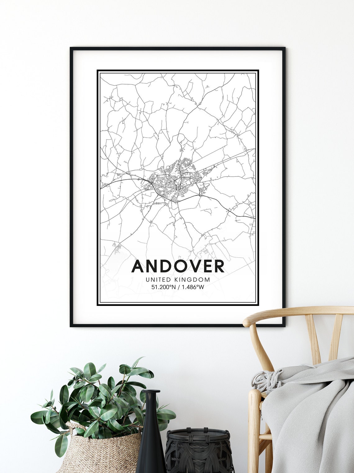 Andover Map Print City Map Wall Art Andover England Map | Etsy