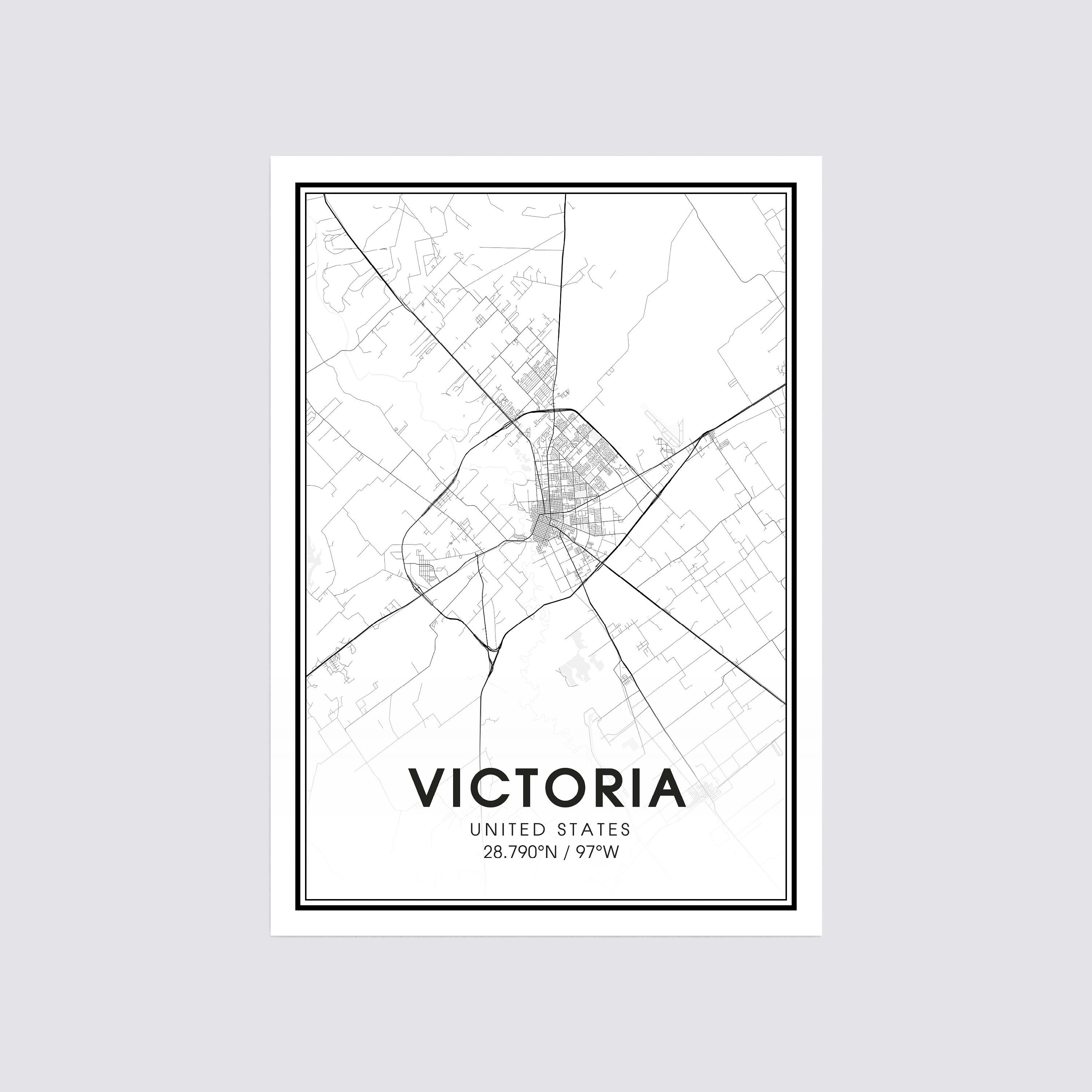 Victoria Mapa Impresión Ciudad Mapa Pared Arte Victoria | Etsy