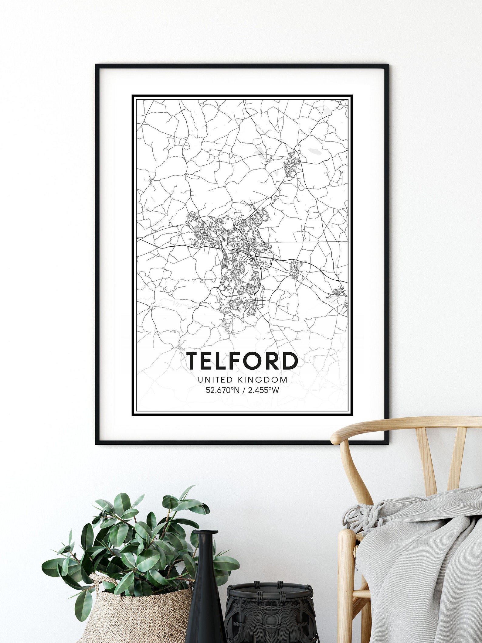 Telford Map Print City Map Wall Art Telford England Map | Etsy
