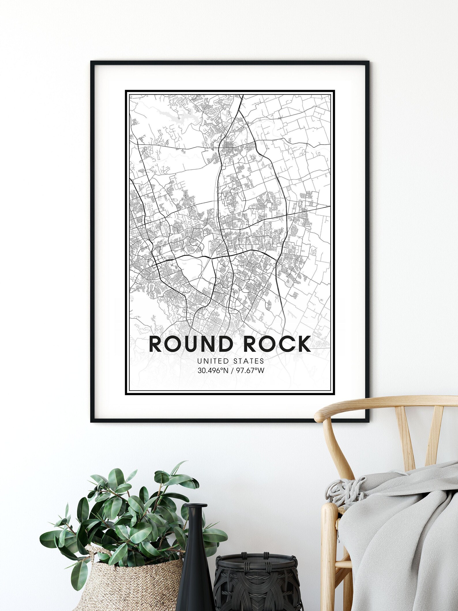 Round Rock Map Print City Map Wall Art Round Rock Texas Map | Etsy