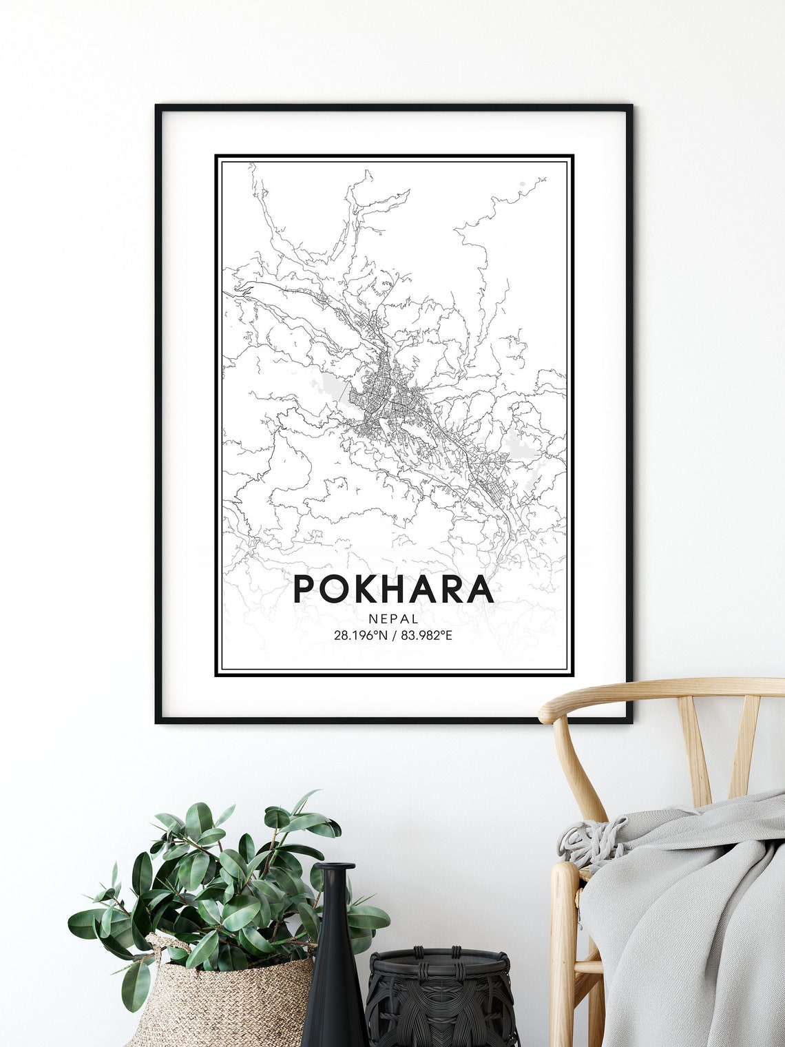 Pokhara Map Print City Map Wall Art Pokhara Nepal Map | Etsy