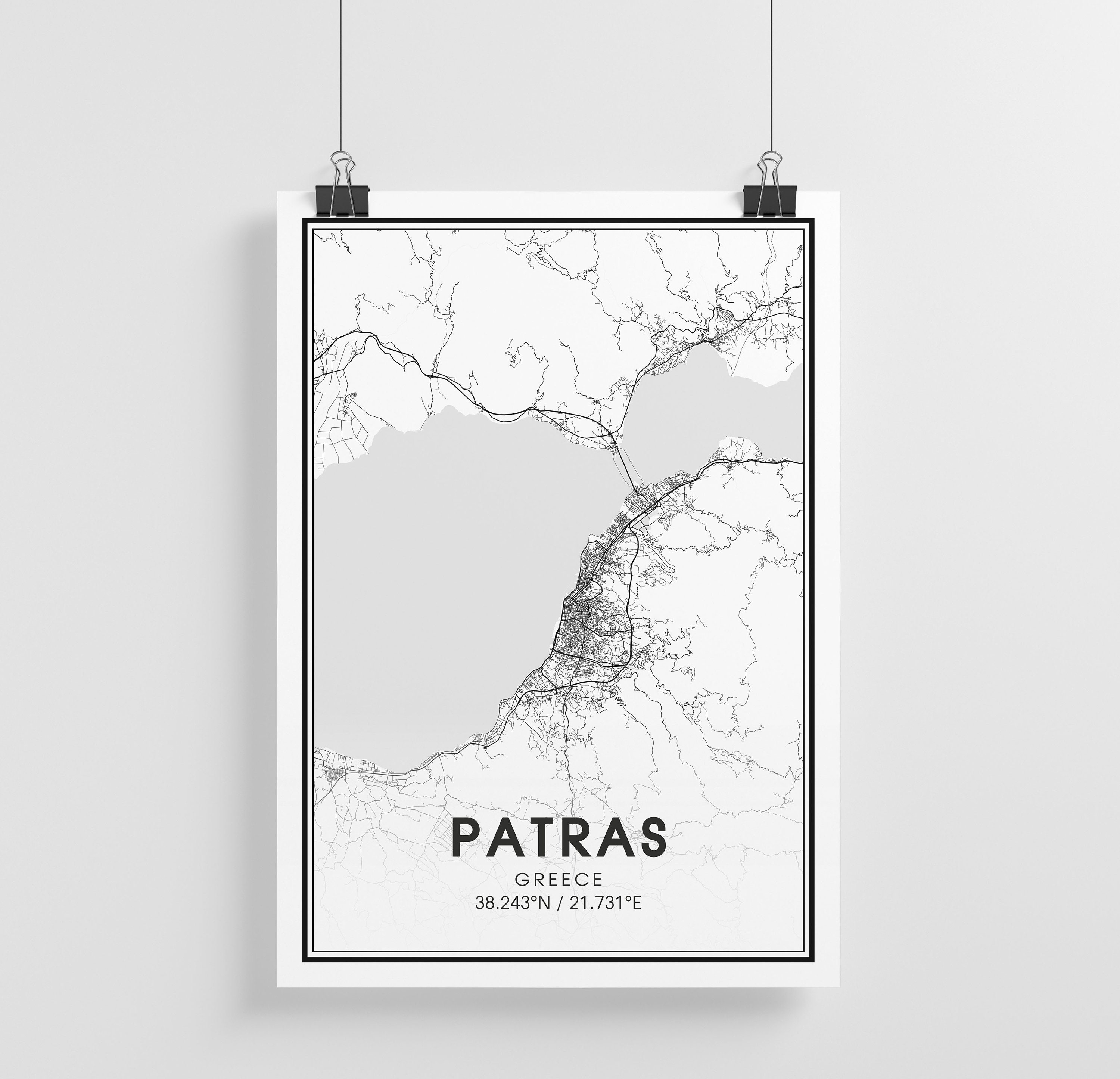 Patras Map Print City Map Wall Art Patras Greece Map Travel | Etsy