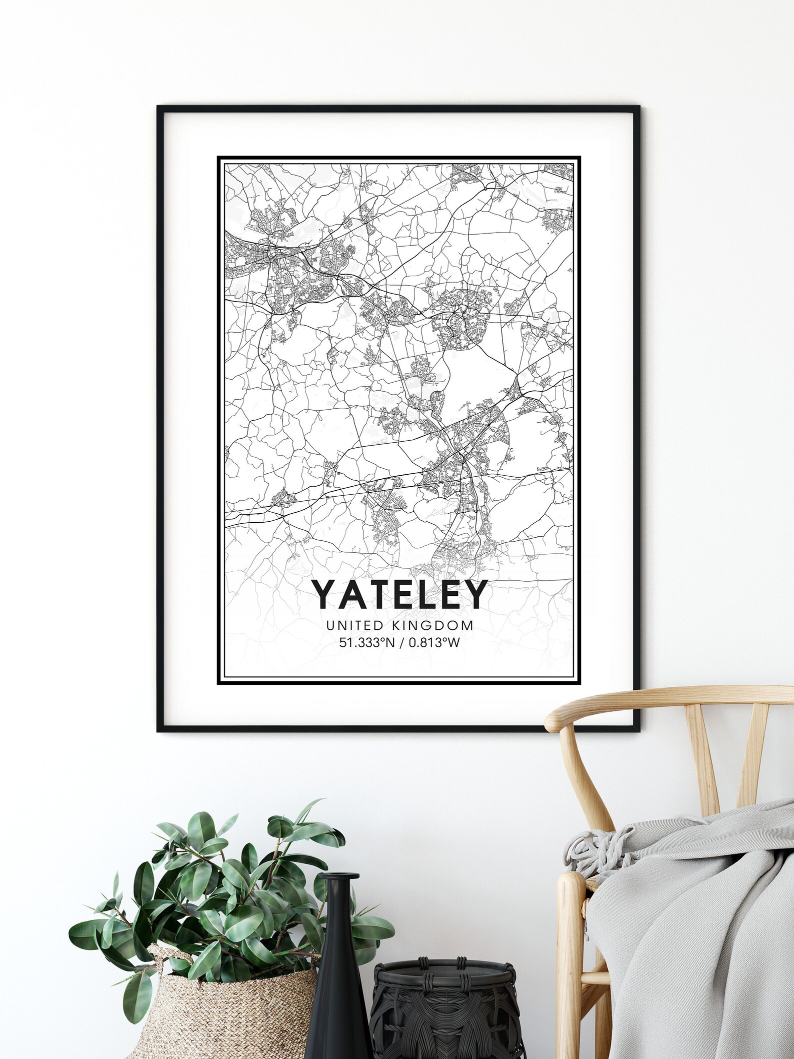 Yateley Map Print City Map Wall Art Yateley England Map | Etsy