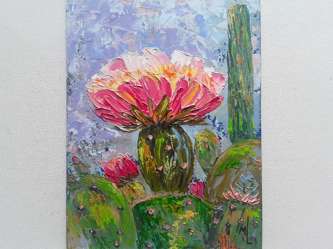 Cactus Flower Art Cactus Painting Desert Floral Art Original Artwork ...