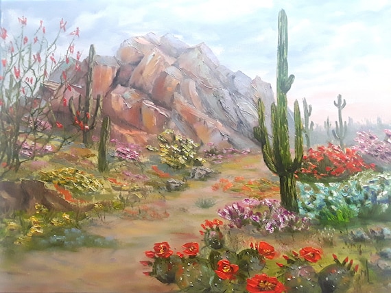 American Desert Landscape Paintings Vibrant Painting Of A Desert