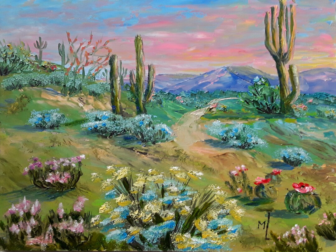 Arizona Desert Art Cactus Painting Desert Floral Art Original Artwork ...