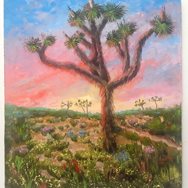 Joshua Tree Desert Oil Painting - Etsy