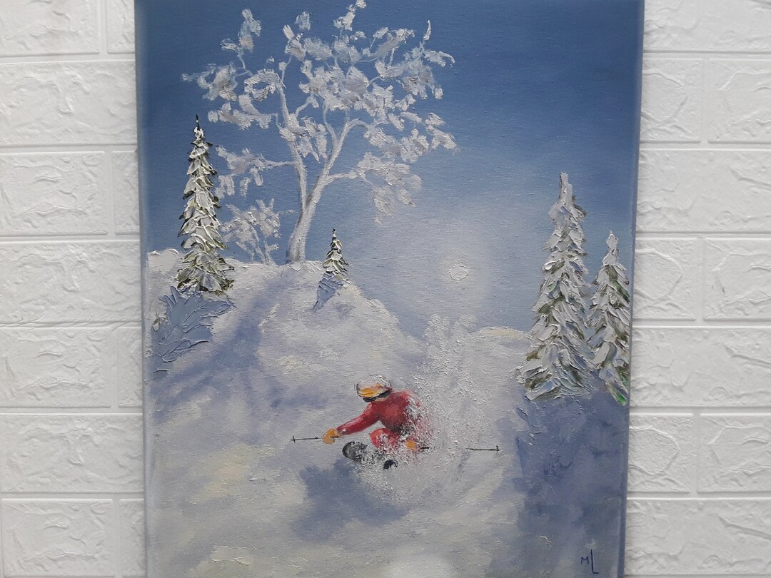 Snowboarders Artwork Winter Landscape Original Painting Colorado ...
