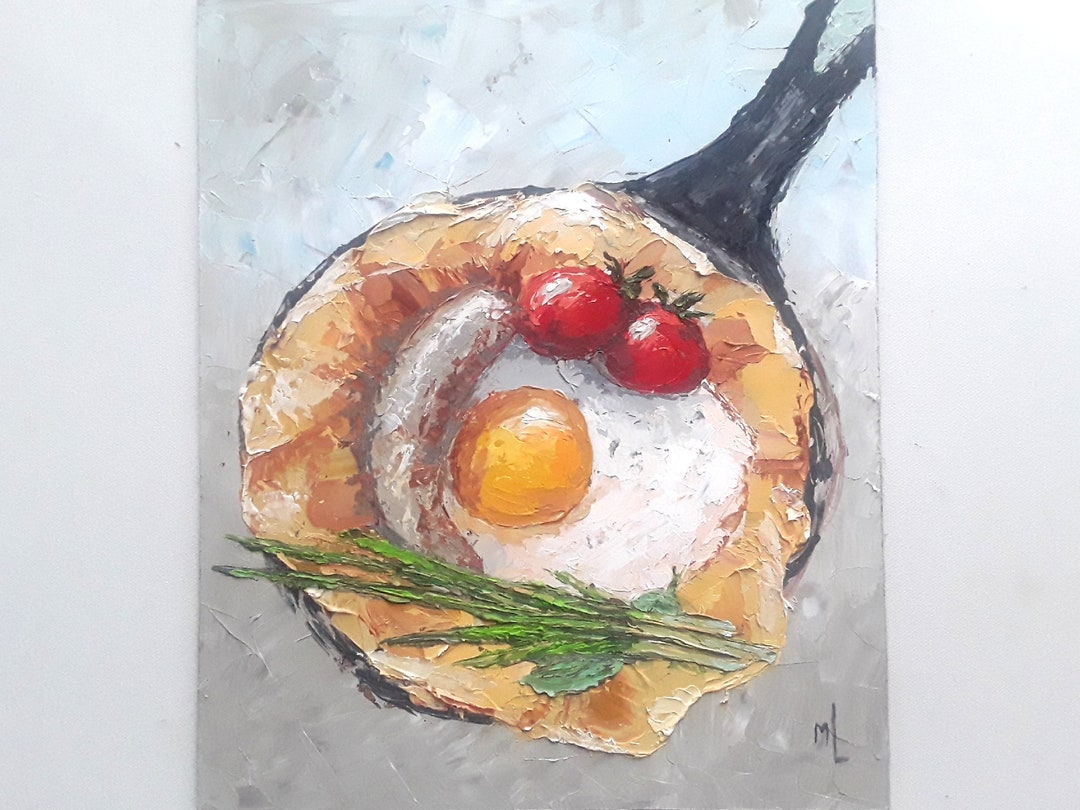 Egg in Pan Oil Painting: Original Kitchen Still Life Art (10x12in) - Etsy