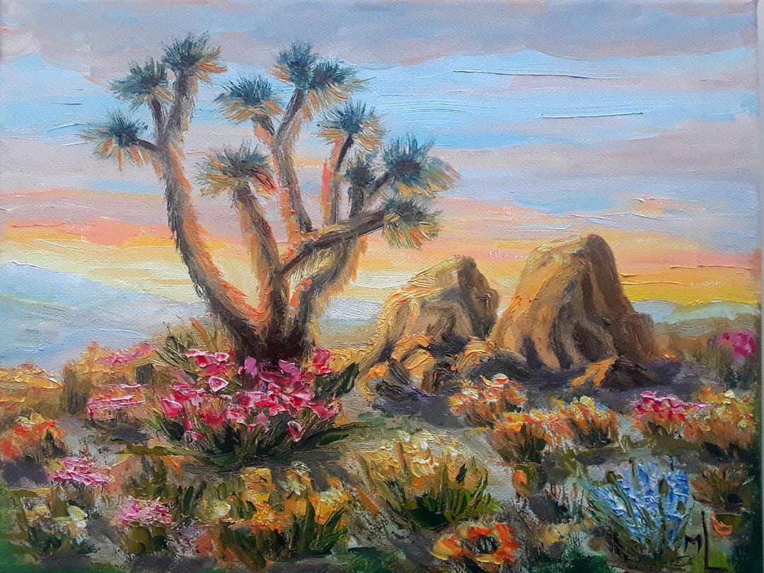 Joshua Tree Painting Desert Landscape National Park Art Original Oil ...
