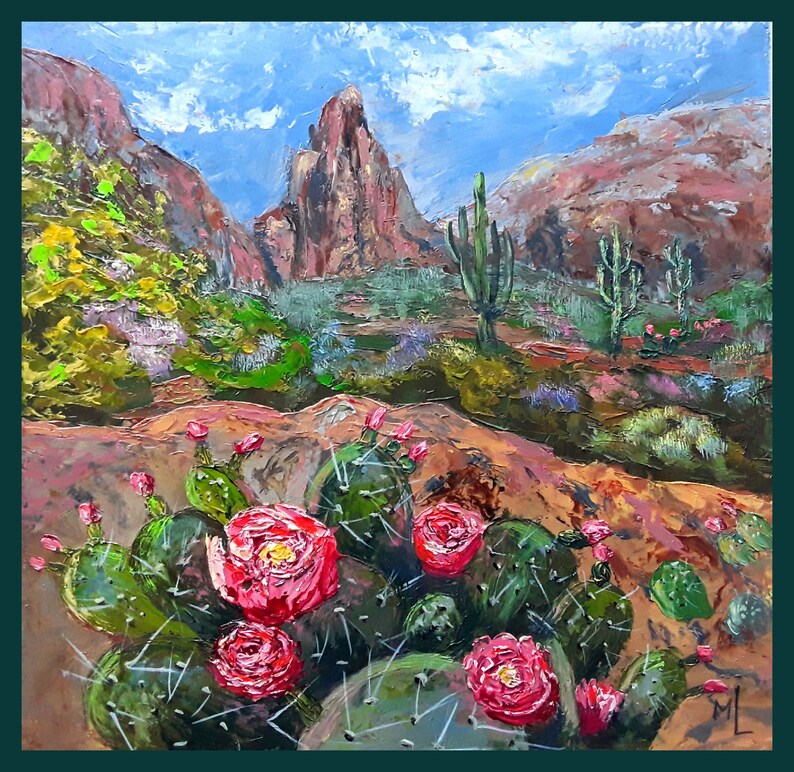 Arizona Desert Art Cactus Painting Desert Floral Art American | Etsy