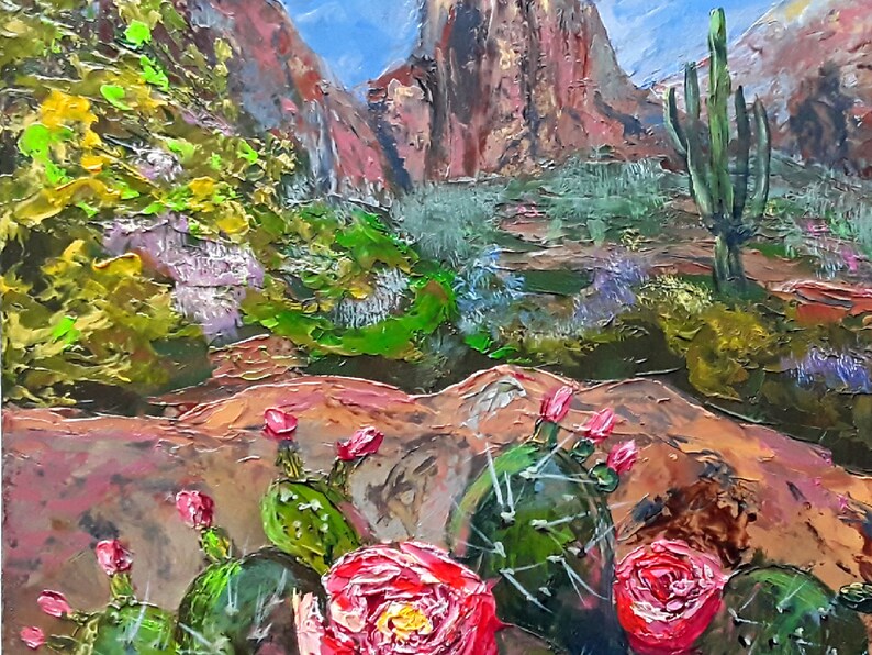 Arizona Desert Art Cactus Painting Desert Floral Art American | Etsy