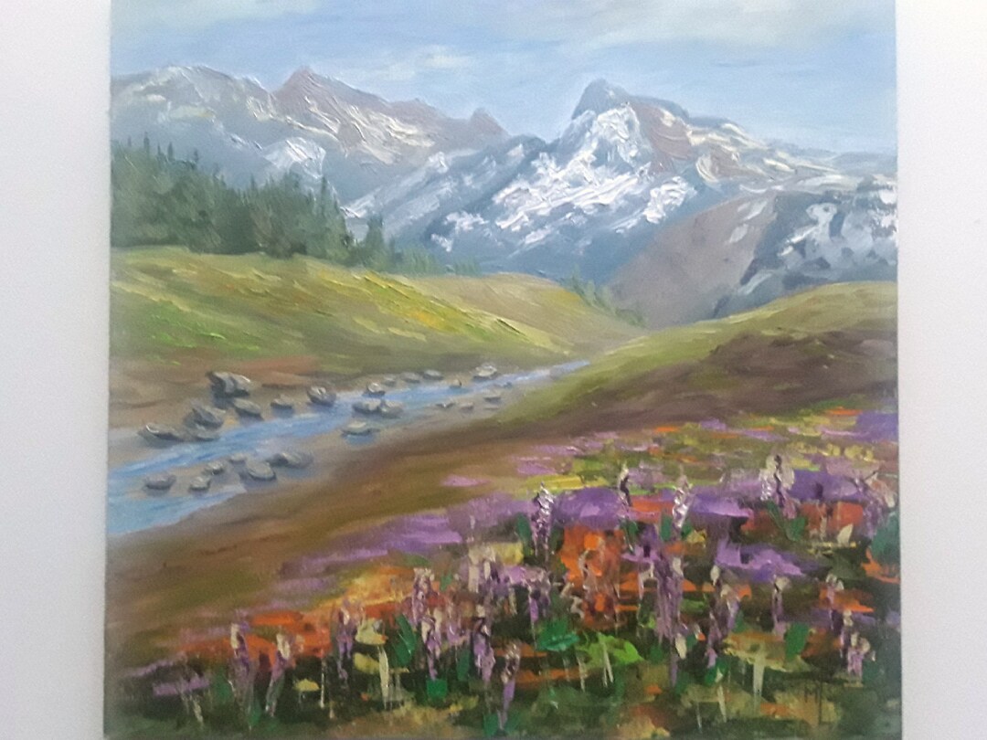 Yellowstone Painting American Landscape Original Oil Art National Park ...