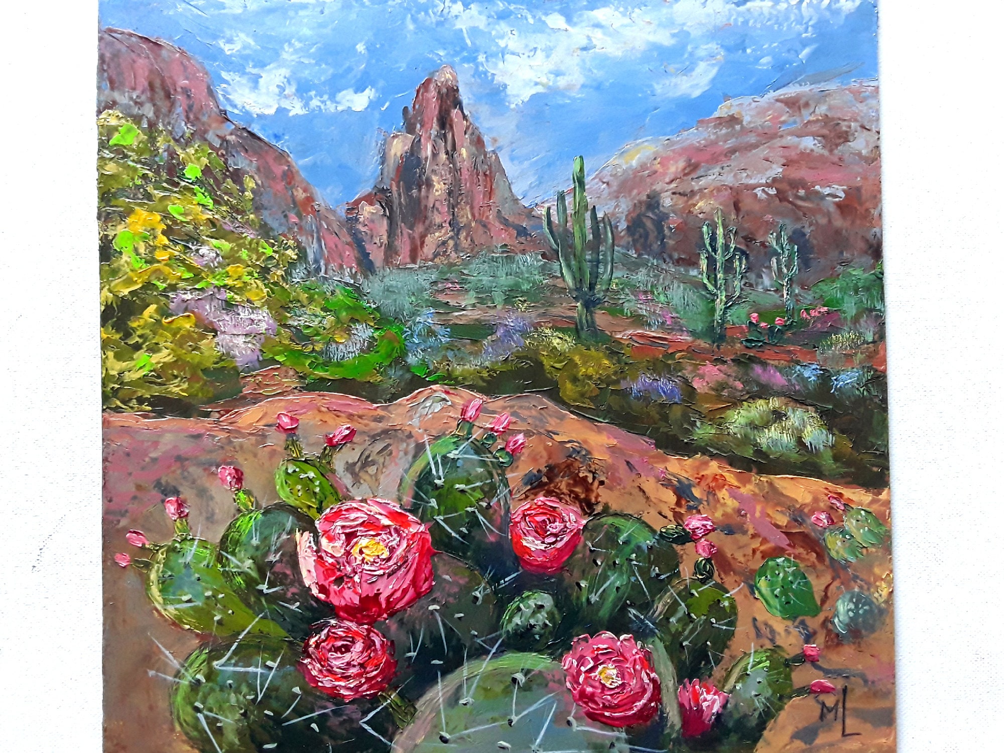 Arizona Desert Art Cactus Painting Desert Floral Art American | Etsy