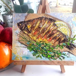 Fried Fish Painting Fish Artwork Still Life Painting Food Painting ...