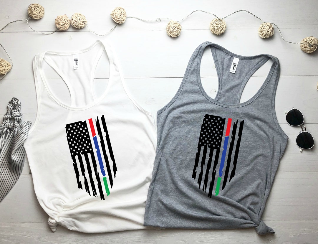 Thin Red/blue/green Line Racerback Tank|american Flag Tank Top|next ...