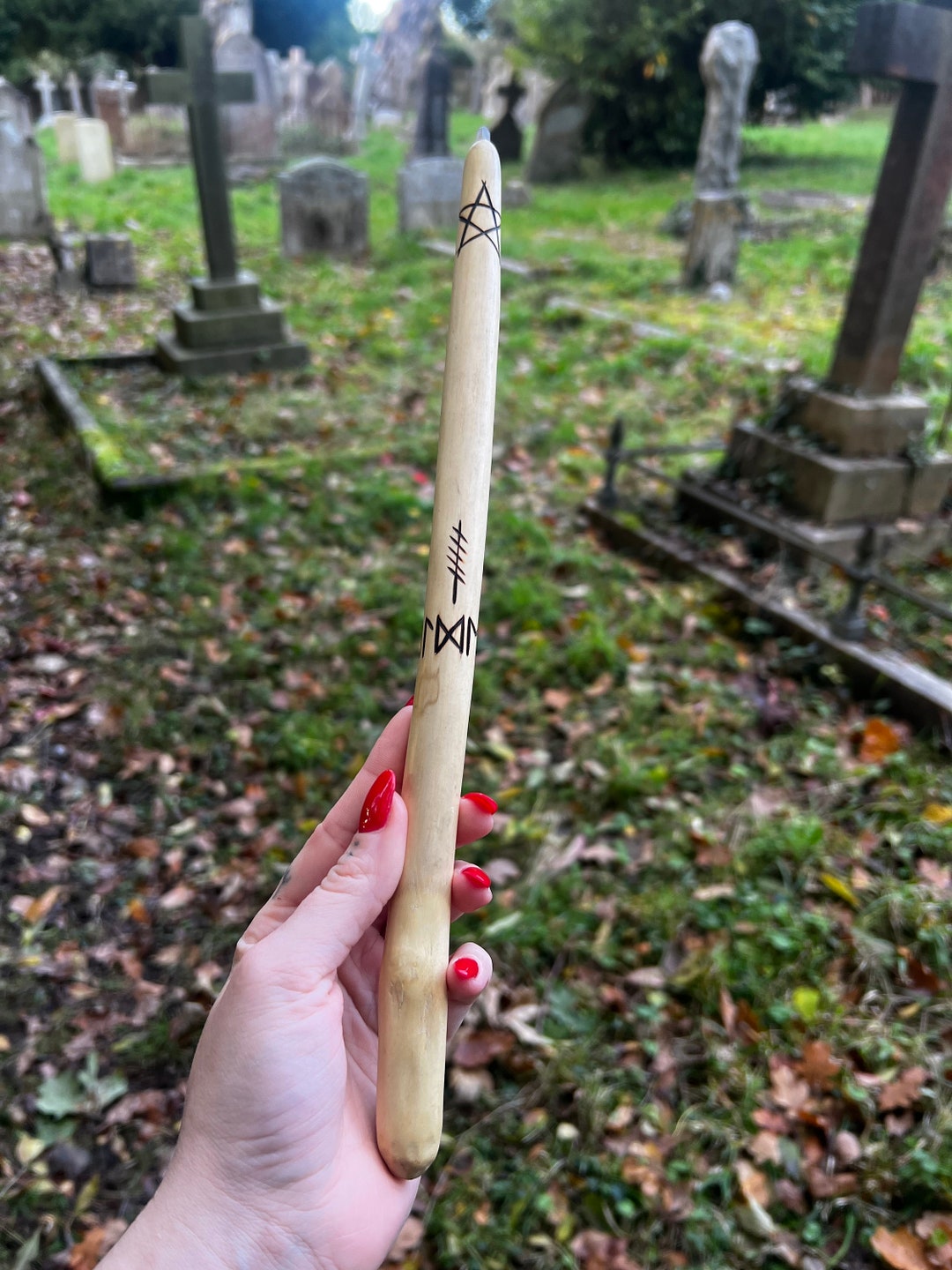Elder Wand With Quartz Tip | Elder Futhark Rune Inscription ‘elder’ and ...