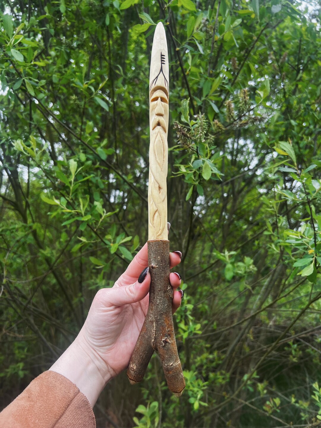 Forked Willow Tree Spirit Wand | With Ogham Tree Symbol | - Etsy
