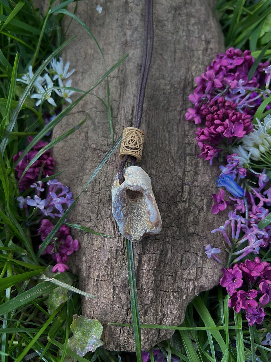 Natural Hagstone Talisman on Waxed Cotton Cord - Etsy UK