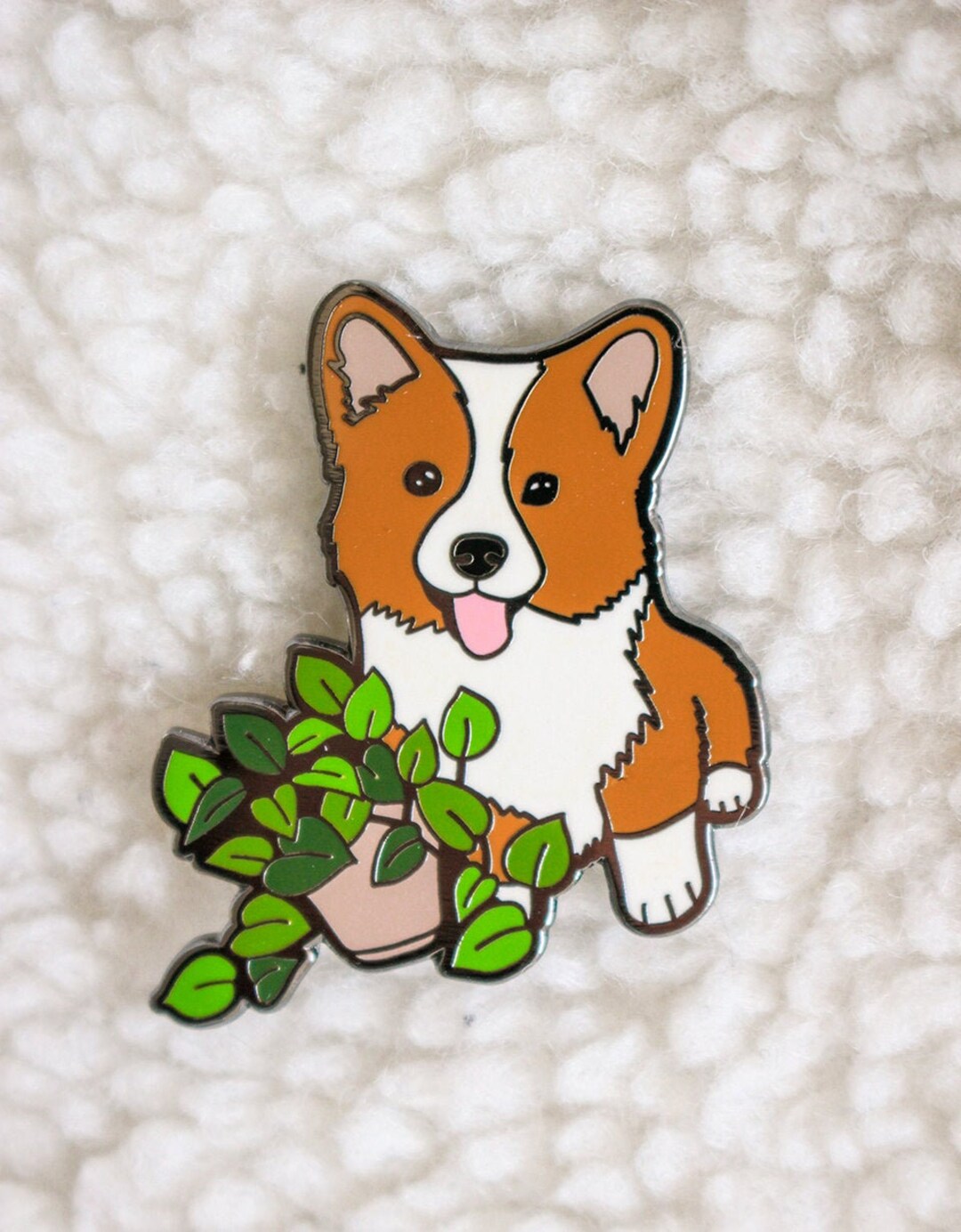 Corgi Plant Hard Enamel Pin | Houseplant Enamel Pin | Corgi Pin ...