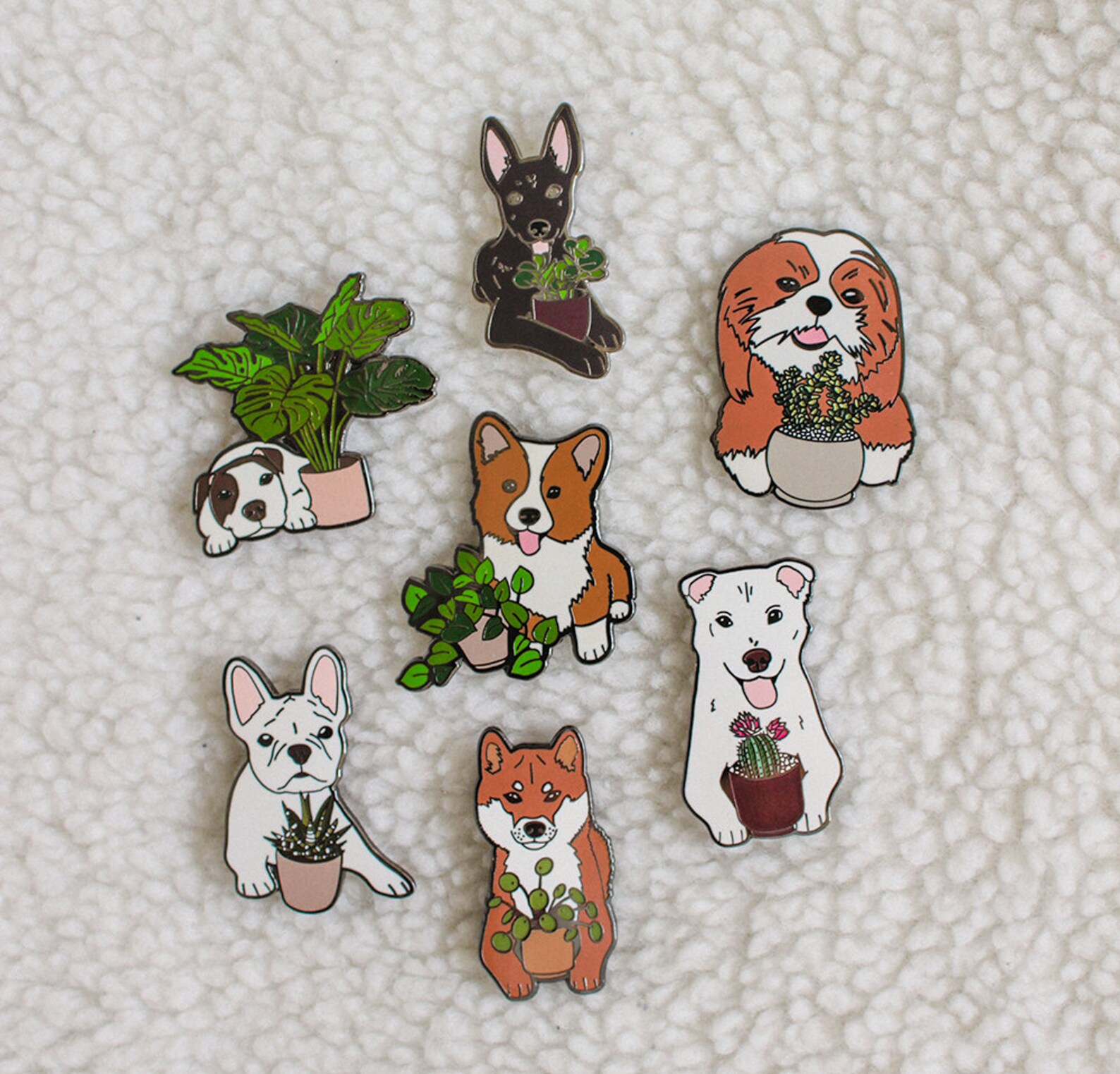 Corgi Plant Hard Enamel Pin Houseplant Enamel Pin Corgi | Etsy