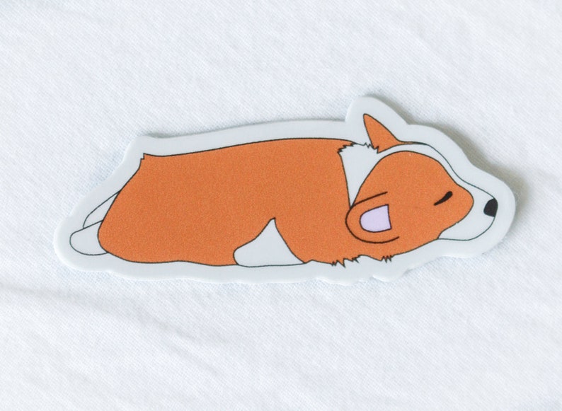 Corgi Sploot Sticker Lazy Corgi Vinyl Sticker Sleepy Corgi - Etsy