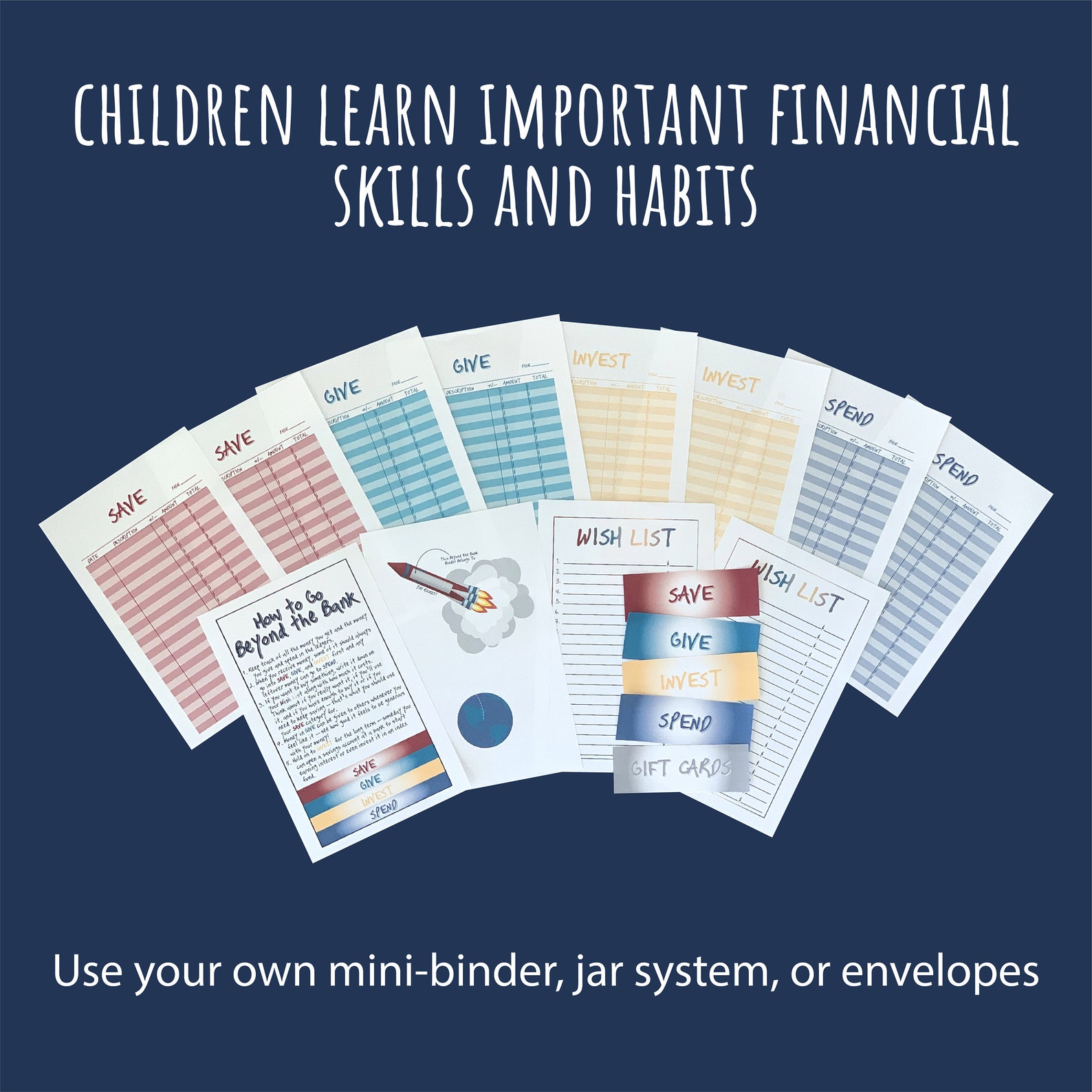 Save Share Spend Printable, Money Envelopes PDF, Save Give Spend Jar ...