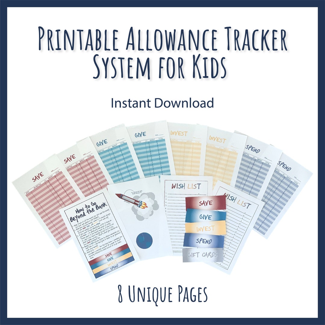 Kids Allowance Printable, Allowance Tracker PDF, Kids Money Tracker ...