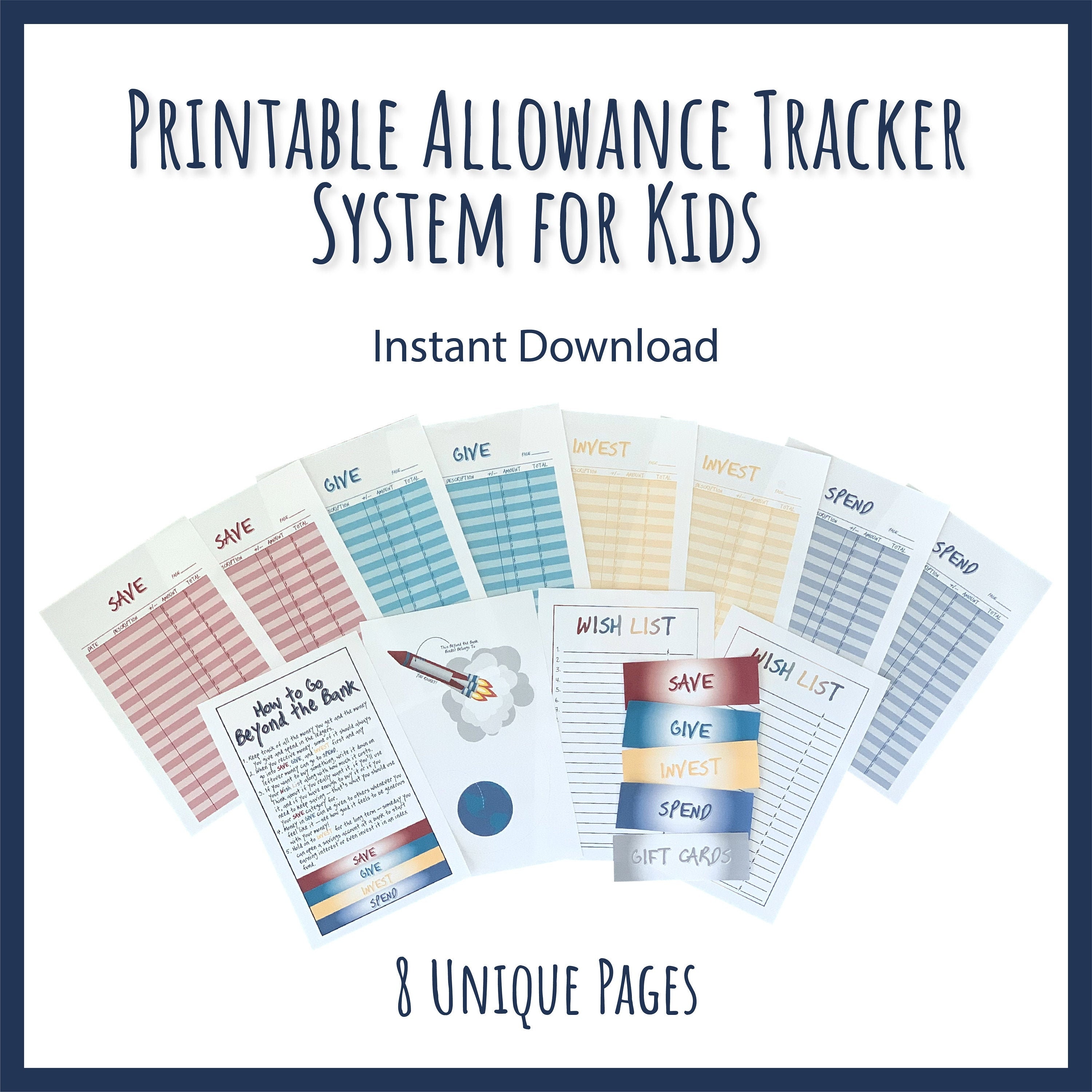 Kids Allowance Printable, Allowance Tracker PDF, Kids Money Tracker ...