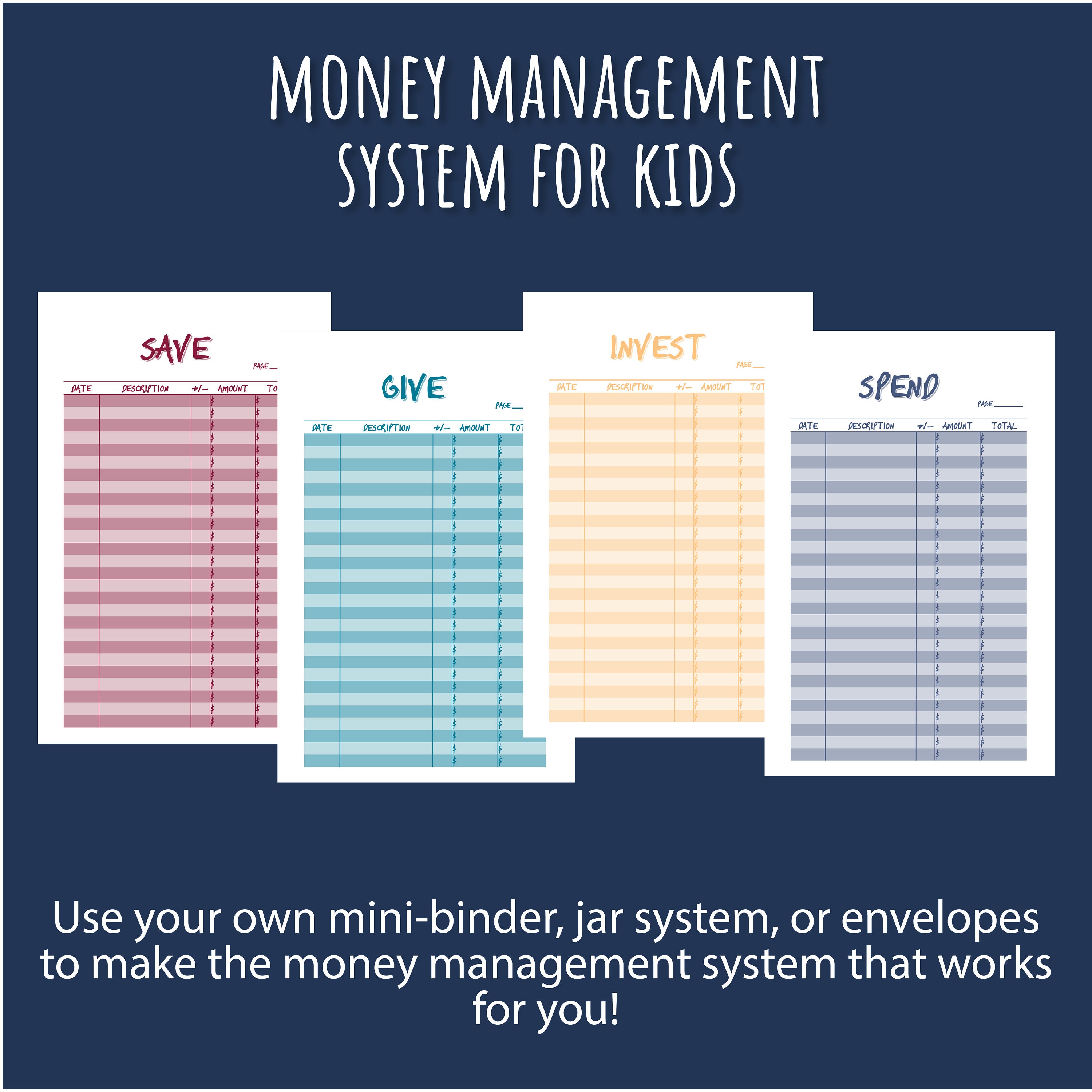 Kids Money Management System PDF, Finance Planner Printable Bundle ...