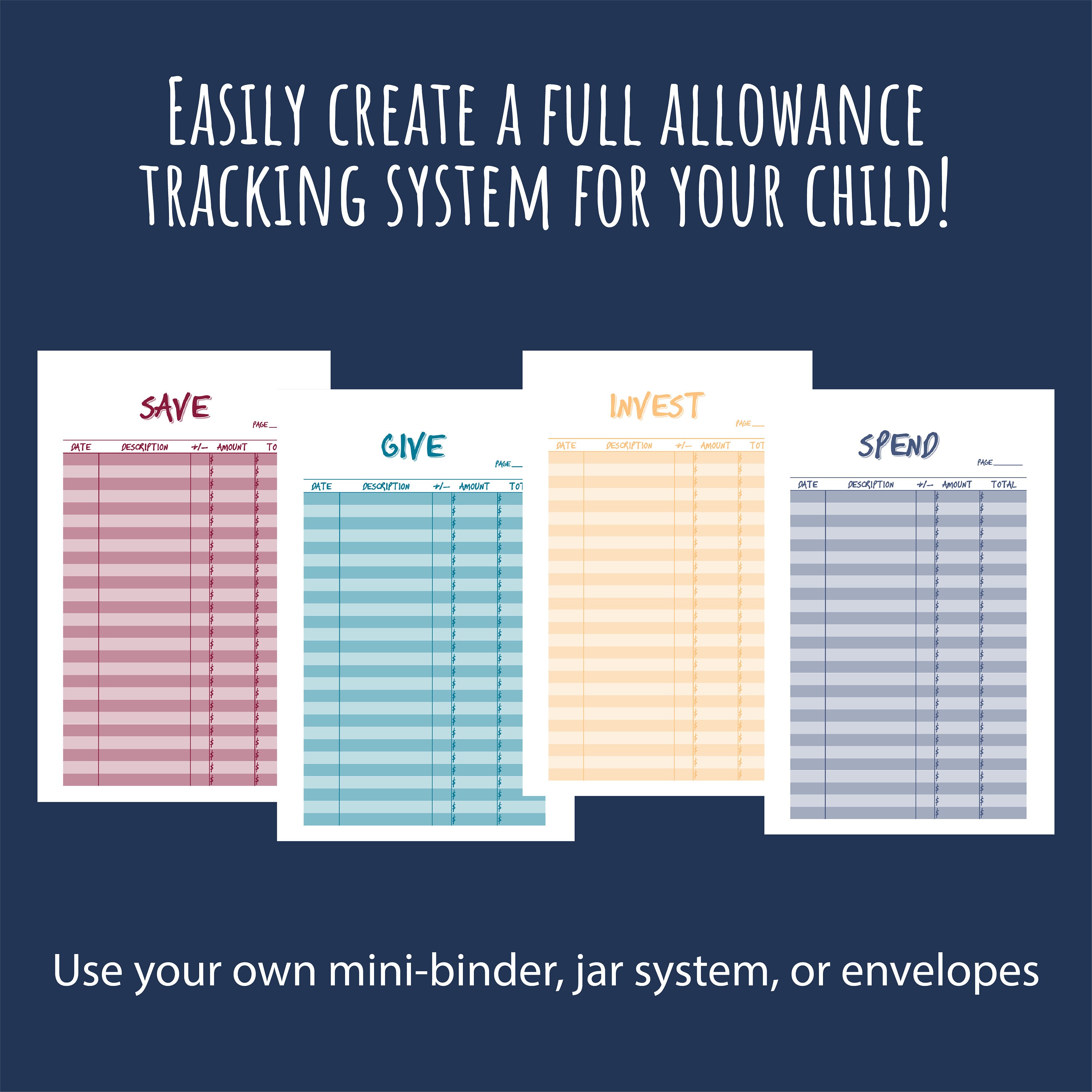 Kids Allowance Printable, Allowance Tracker PDF, Kids Money Tracker ...