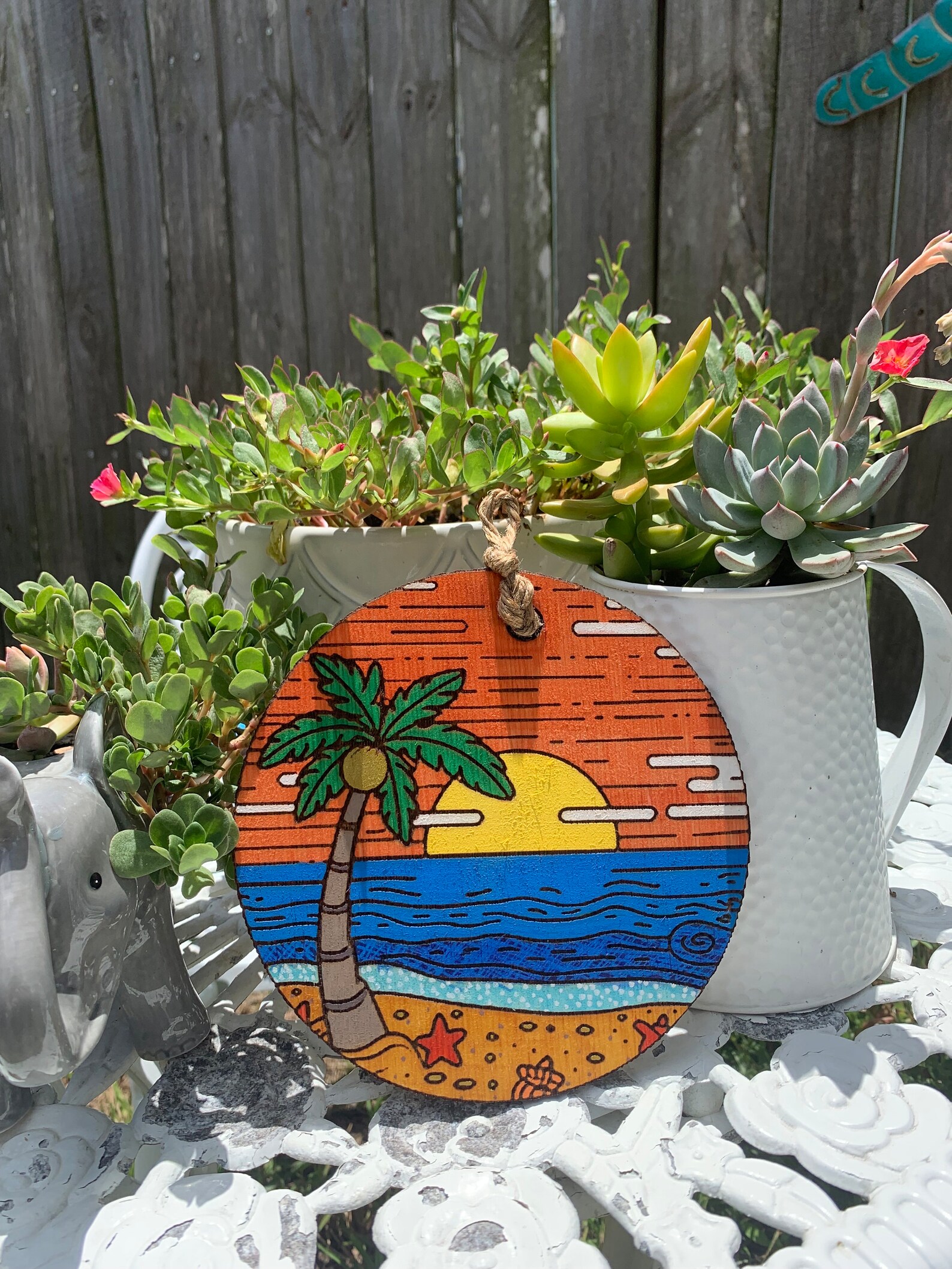 Custom Hand Painted Laser Engraved Beach Art Wall Hanging - Etsy