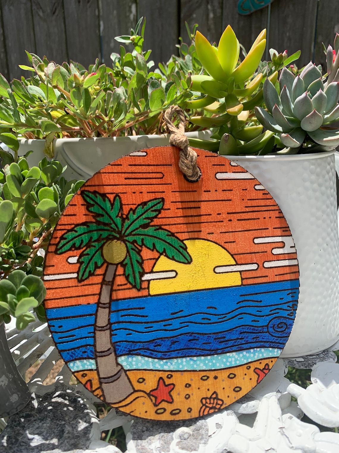 Custom Hand Painted Laser Engraved Beach Art Wall Hanging - Etsy
