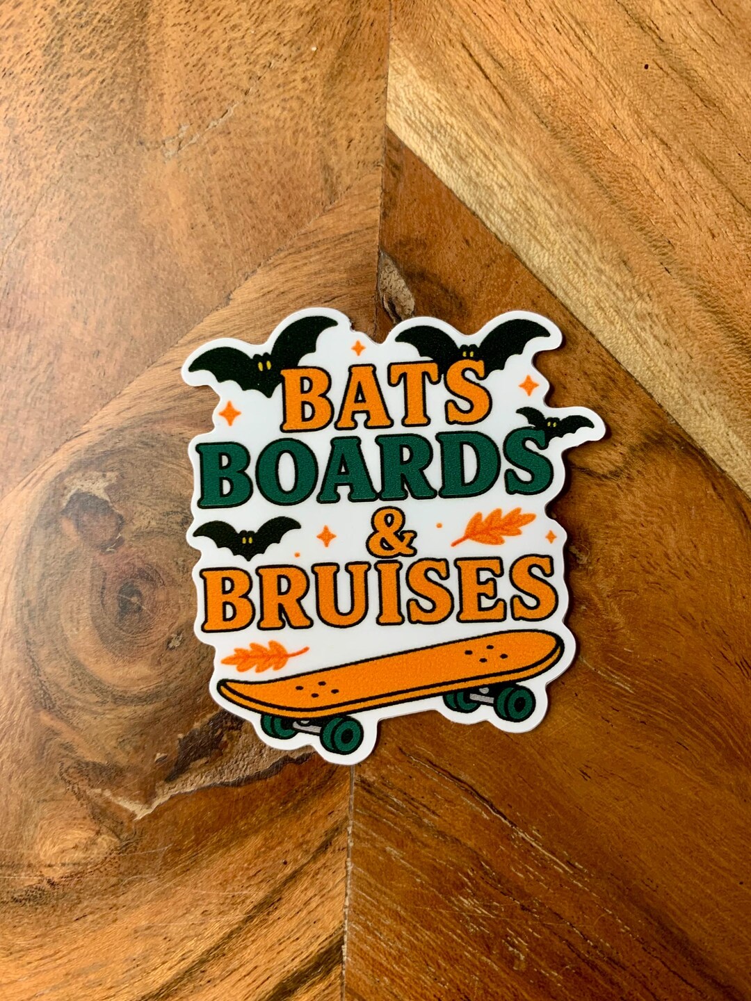 Bats Boards & Bruises Sticker- Halloween Skateboard Vinyl Decal, Skater ...