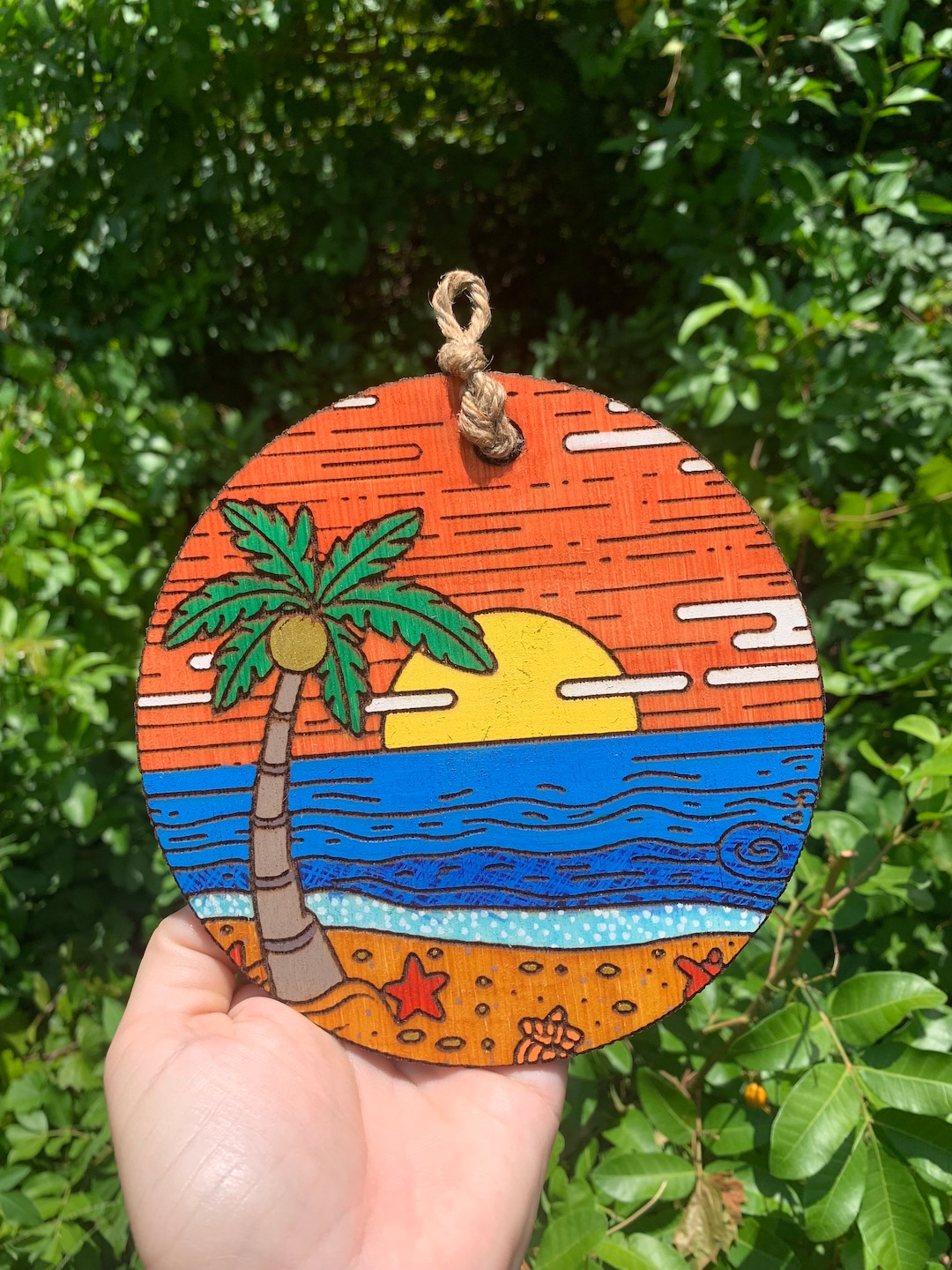 Custom Hand Painted Laser Engraved Beach Art Wall Hanging - Etsy