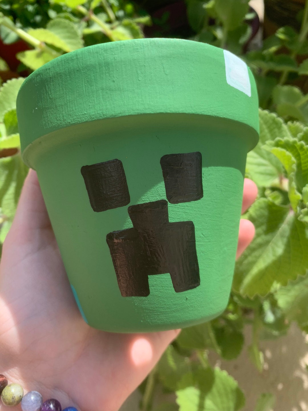 Hand Painted Minecraft Creeper 4 Inch Terra-cotta Clay Planter Pot With ...