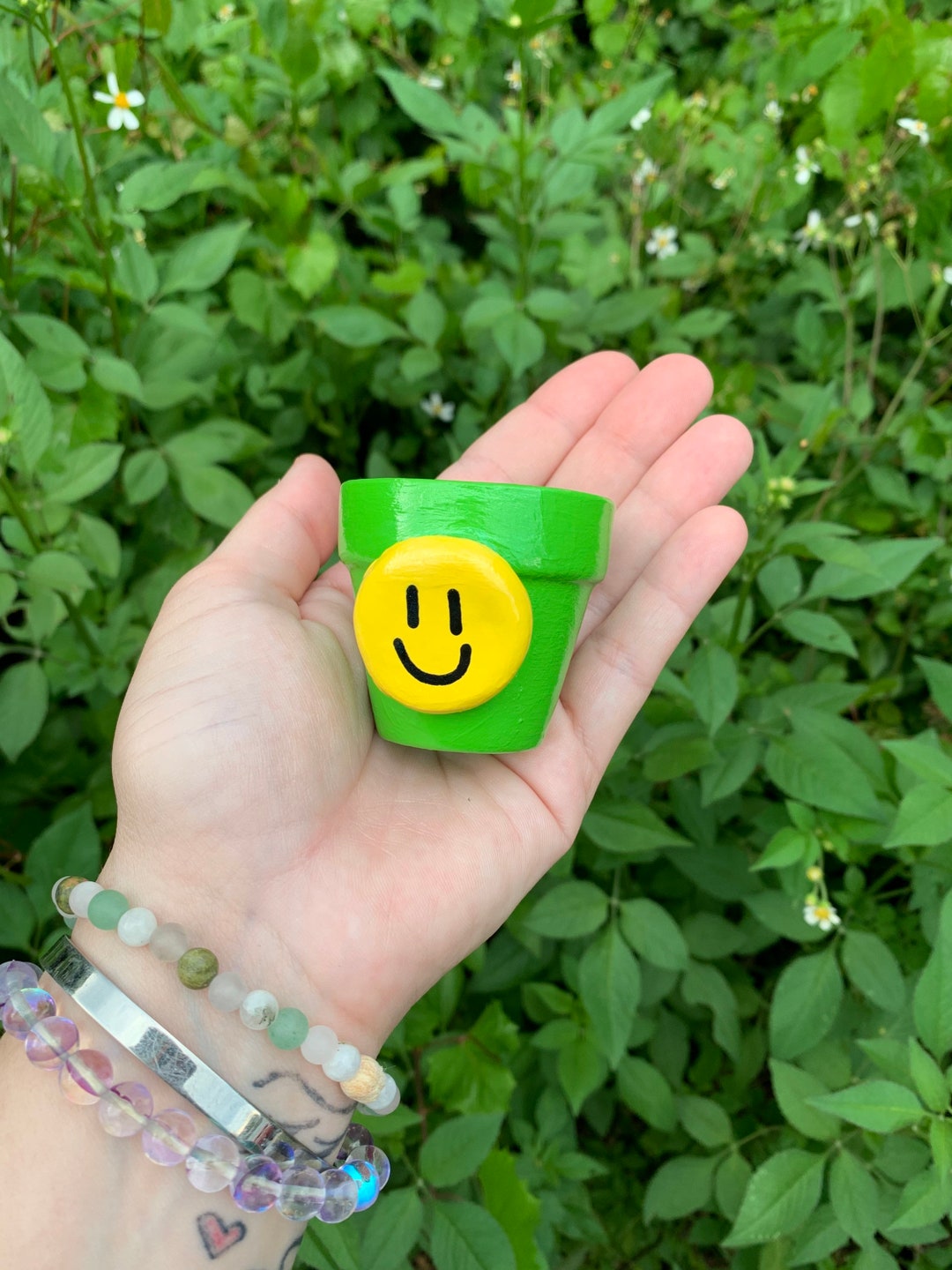 Custom Smiley Face Mini 2” Terra Cotta 3D Planter Pot With Drainage ...