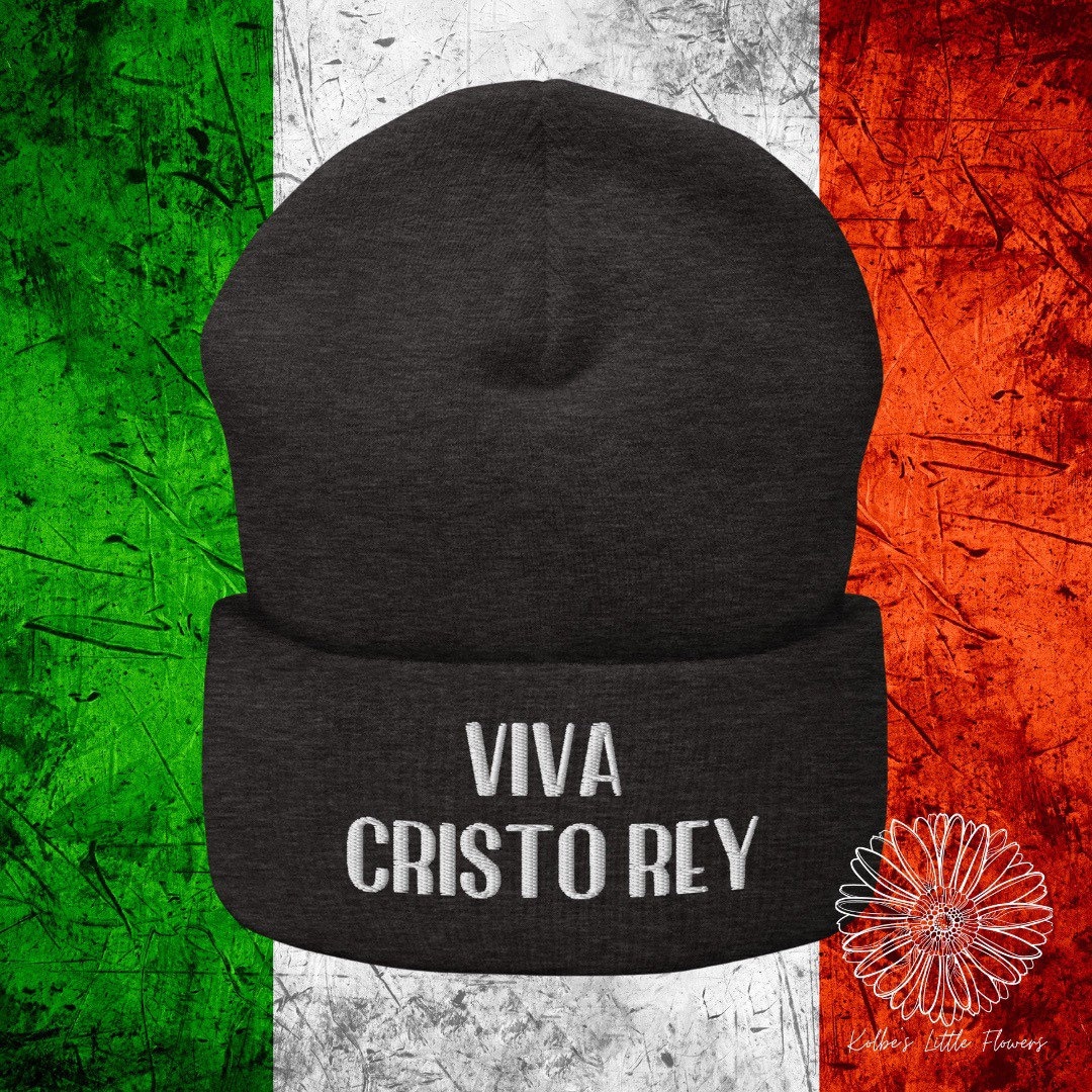 Viva Cristo Rey Beanie - Cuffed, Catholic Beanie, Cristeros, Catholic ...