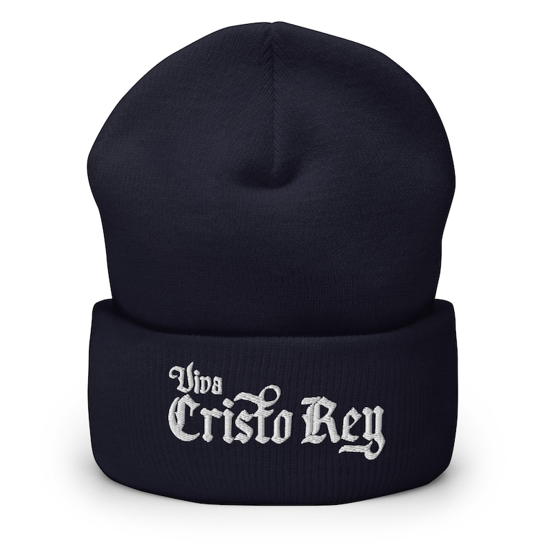 Embroidered Viva Cristo Rey Beanie Cuffed Catholic Beanie - Etsy