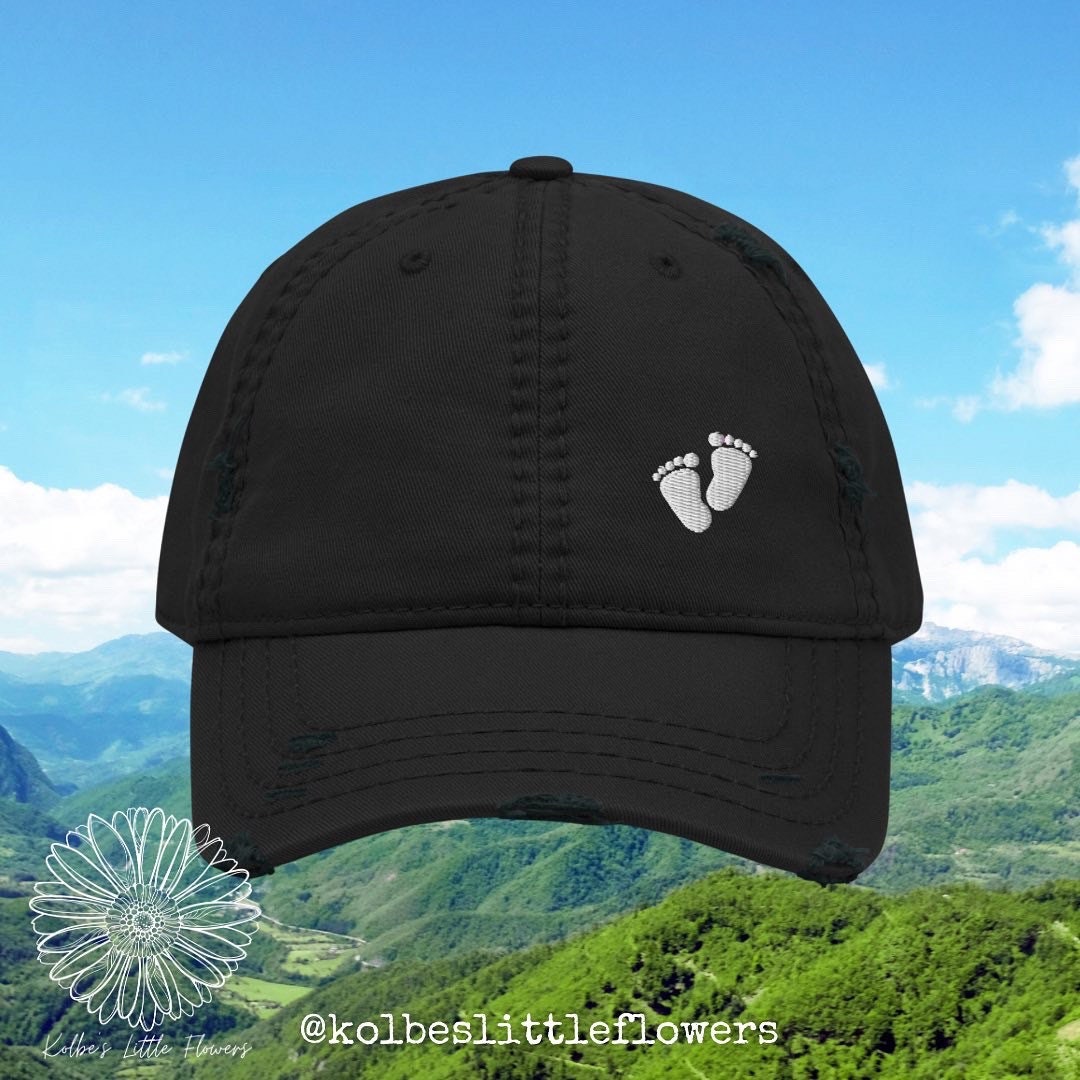 Embroidered Baby Feet Hat, Distressed Pro-life Hat, Prolife Hat, Little ...