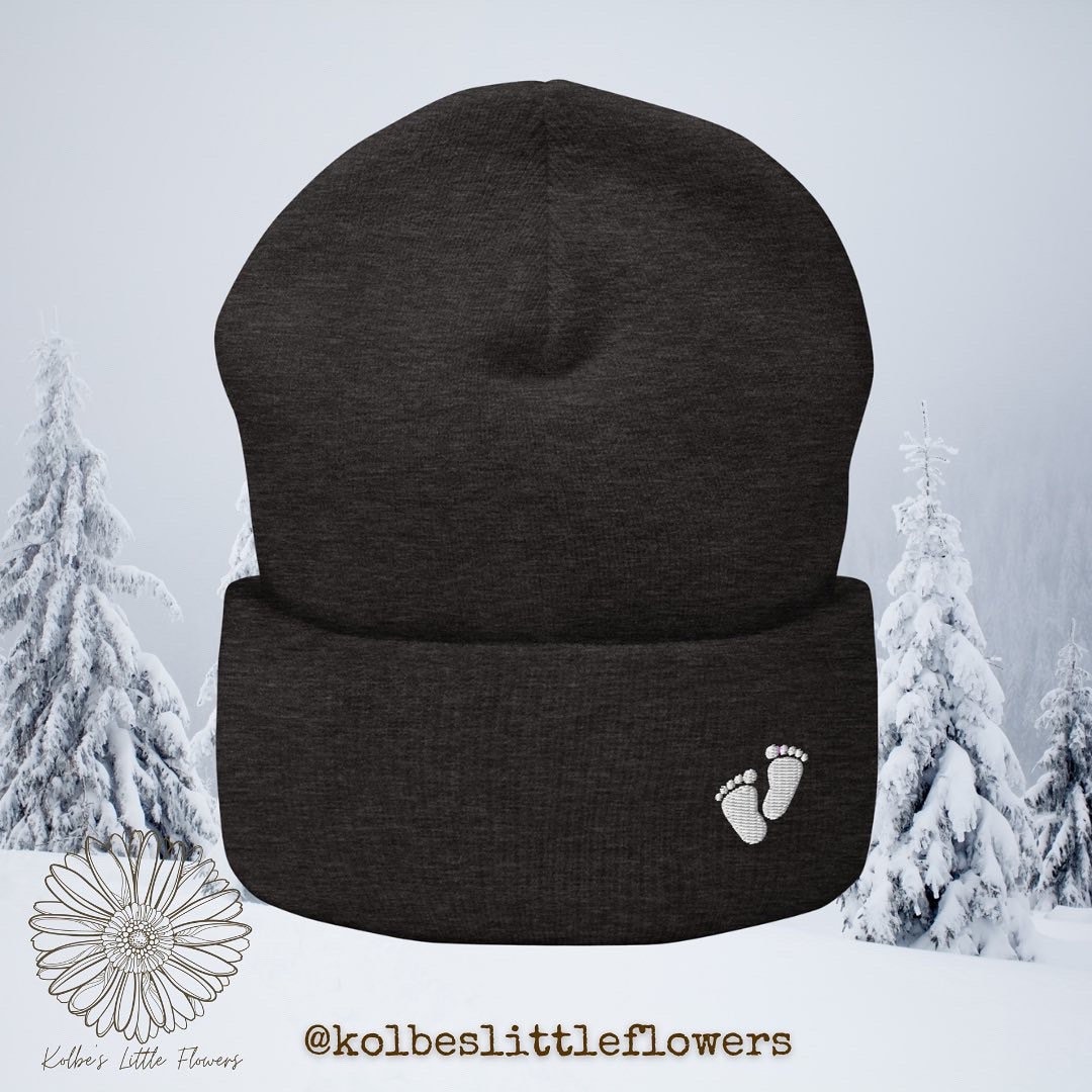 Embroidered Baby Feet Beanie, Prolife Cuffed Beanie, Prolife Hat, Pro ...