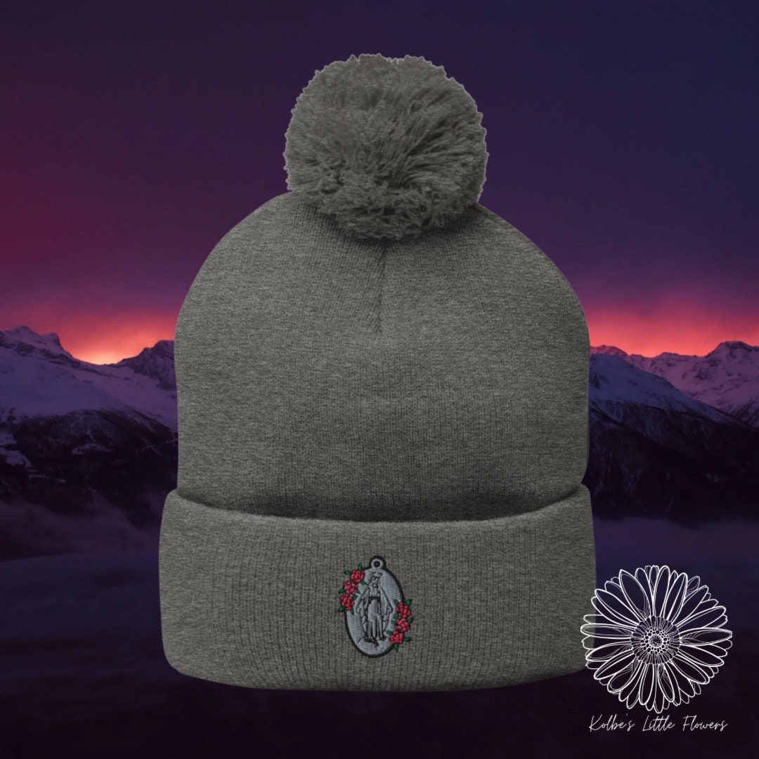 Miraculous Medal Pom Pom Beanie, Miraculous Medal With Round Loop on ...