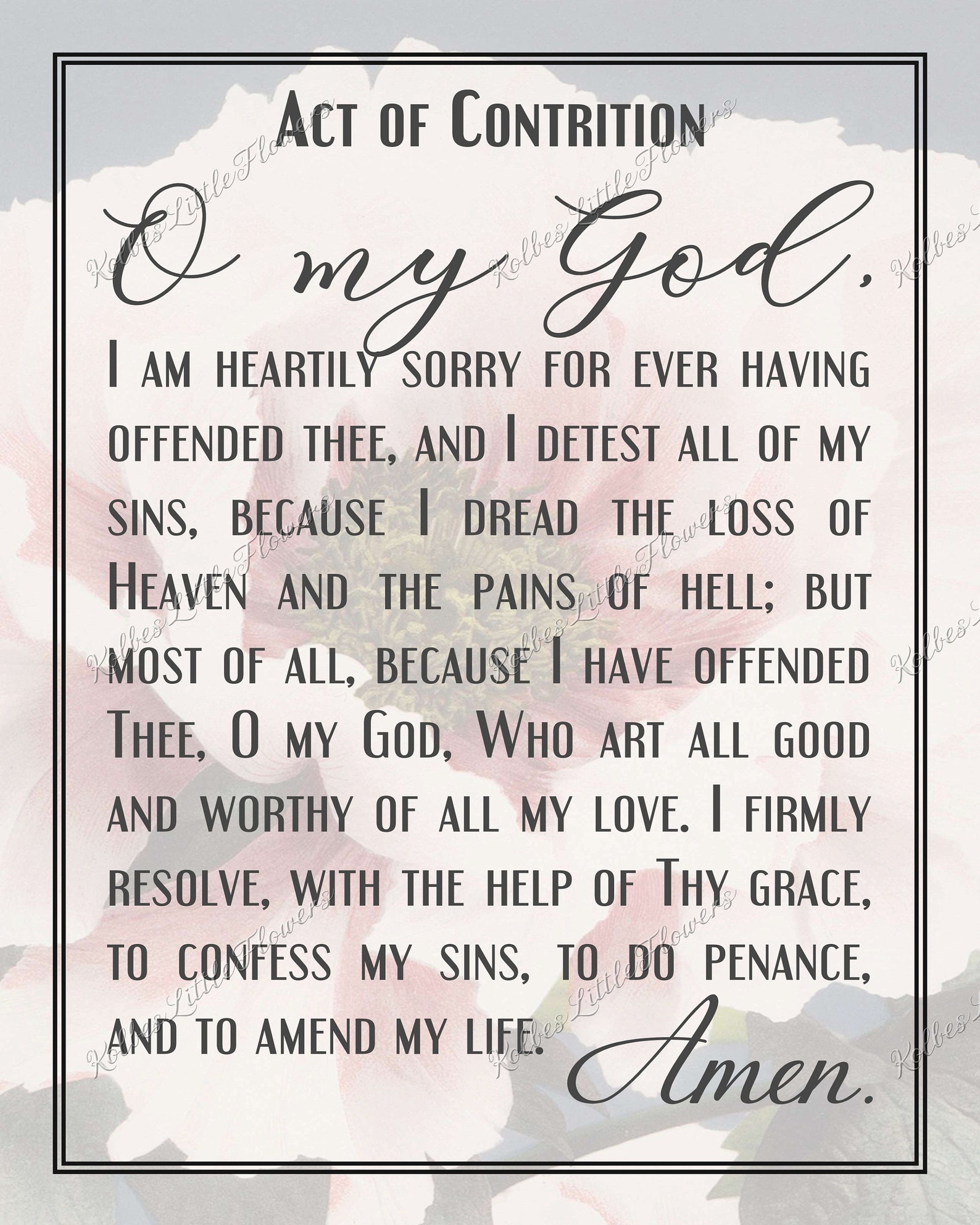 Act Of Contrition Prayer Printable Web The Act Of Contrition Prayer Is 