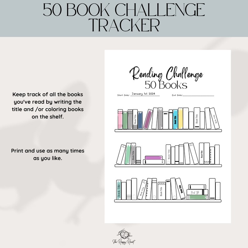 Reading Challenge Bookshelf, Bookshelf Goal Tracker, Printable Tracker ...