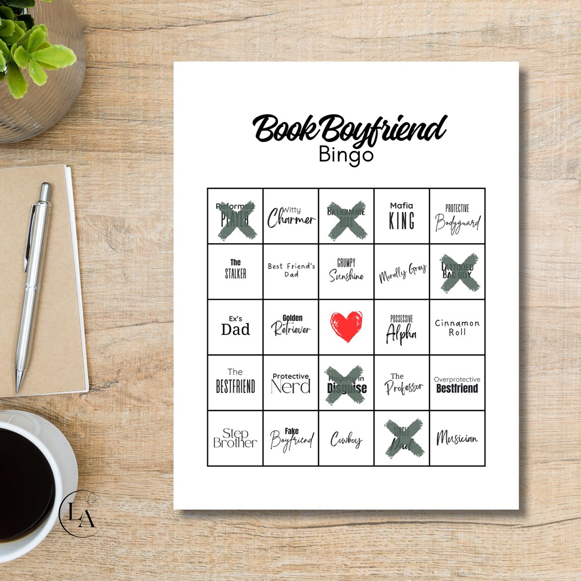 Book Boyfriend Bingo, Reading Challenge, Book Trope Tracker, Book ...