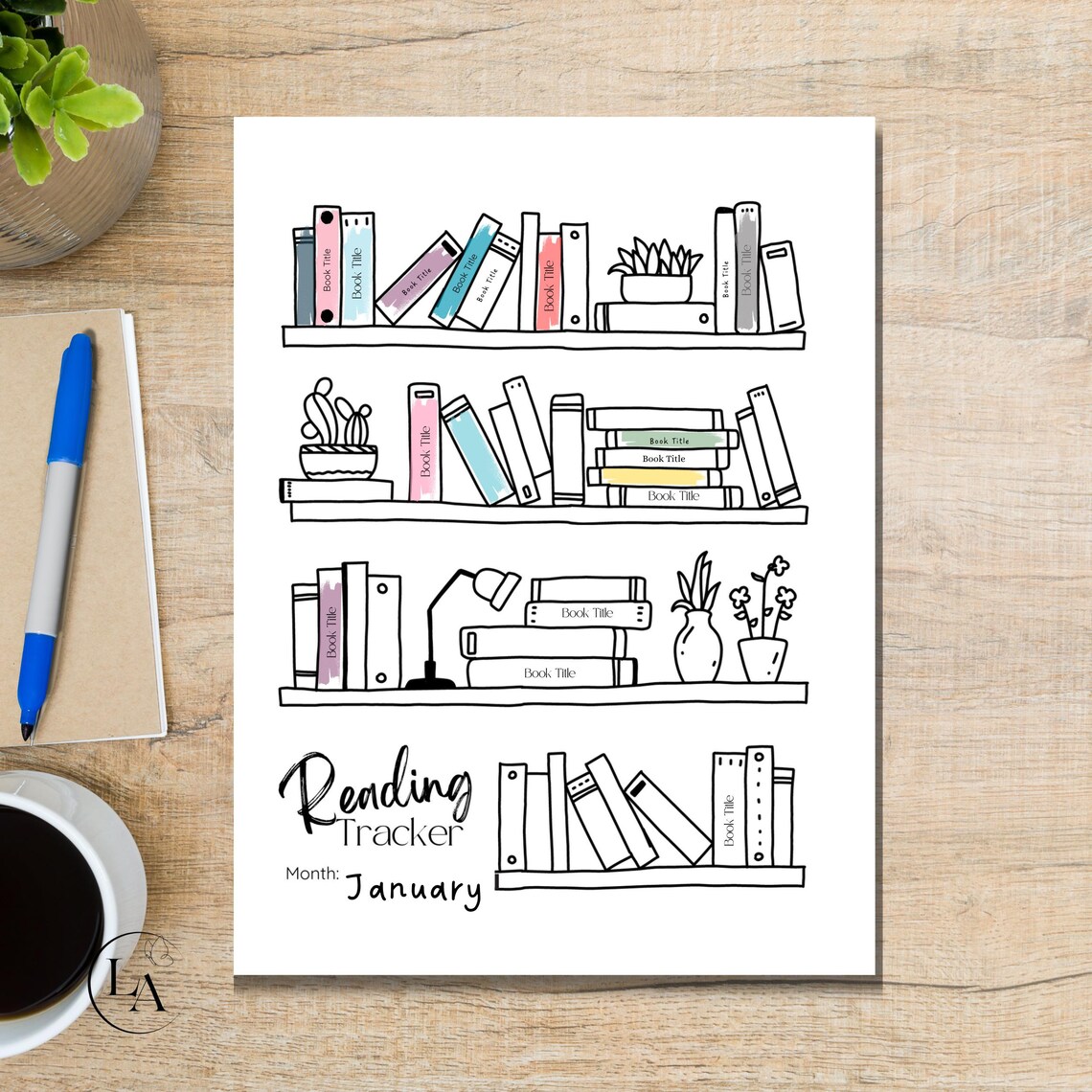Bookshelf Reading Tracker, Printable Tracker, Reading Log, Reading ...