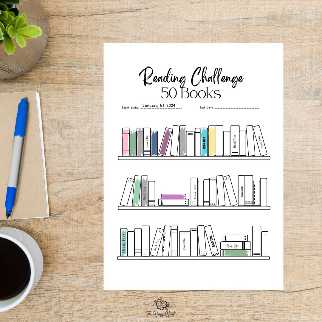 Reading Challenge Bookshelf, Bookshelf Goal Tracker, Printable Tracker ...