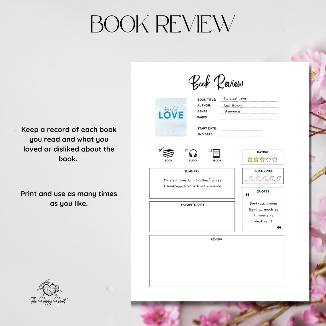Book Review Template, Book Club Book Review, Reading Tracker, Printable ...