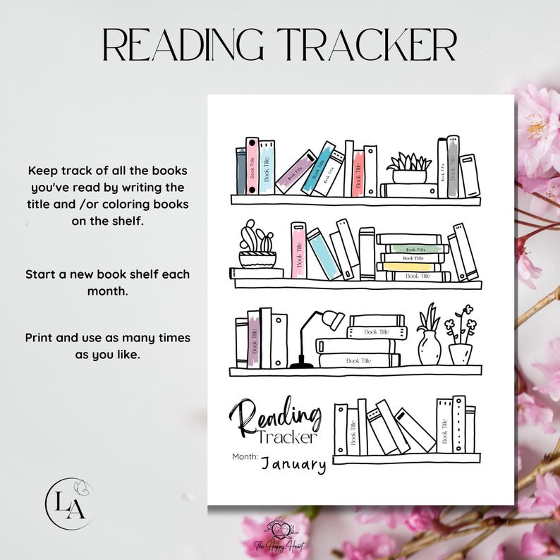 Bookshelf Reading Tracker, Printable Tracker, Reading Log, Reading ...