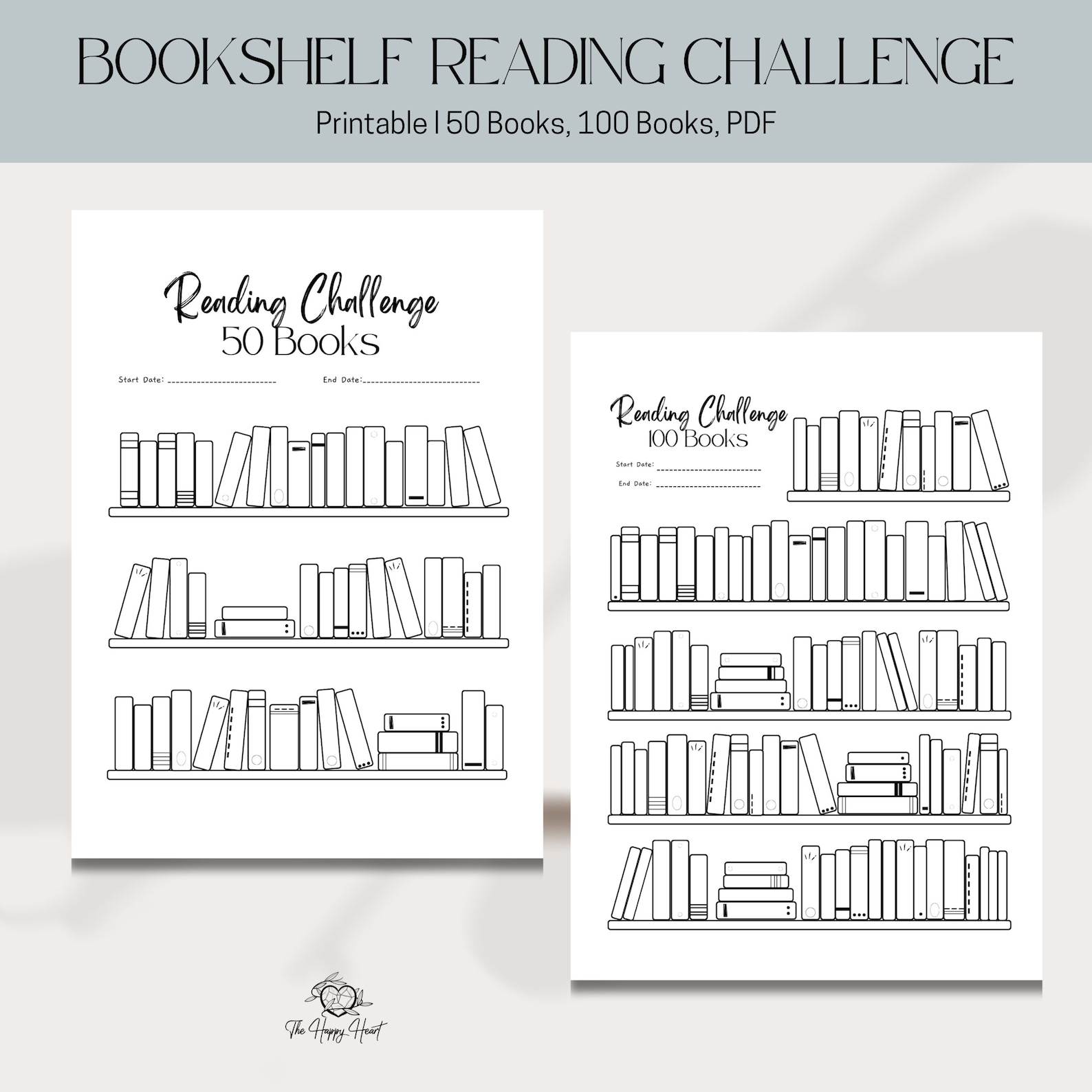 Reading Challenge Bookshelf, Bookshelf Goal Tracker, Printable Tracker ...